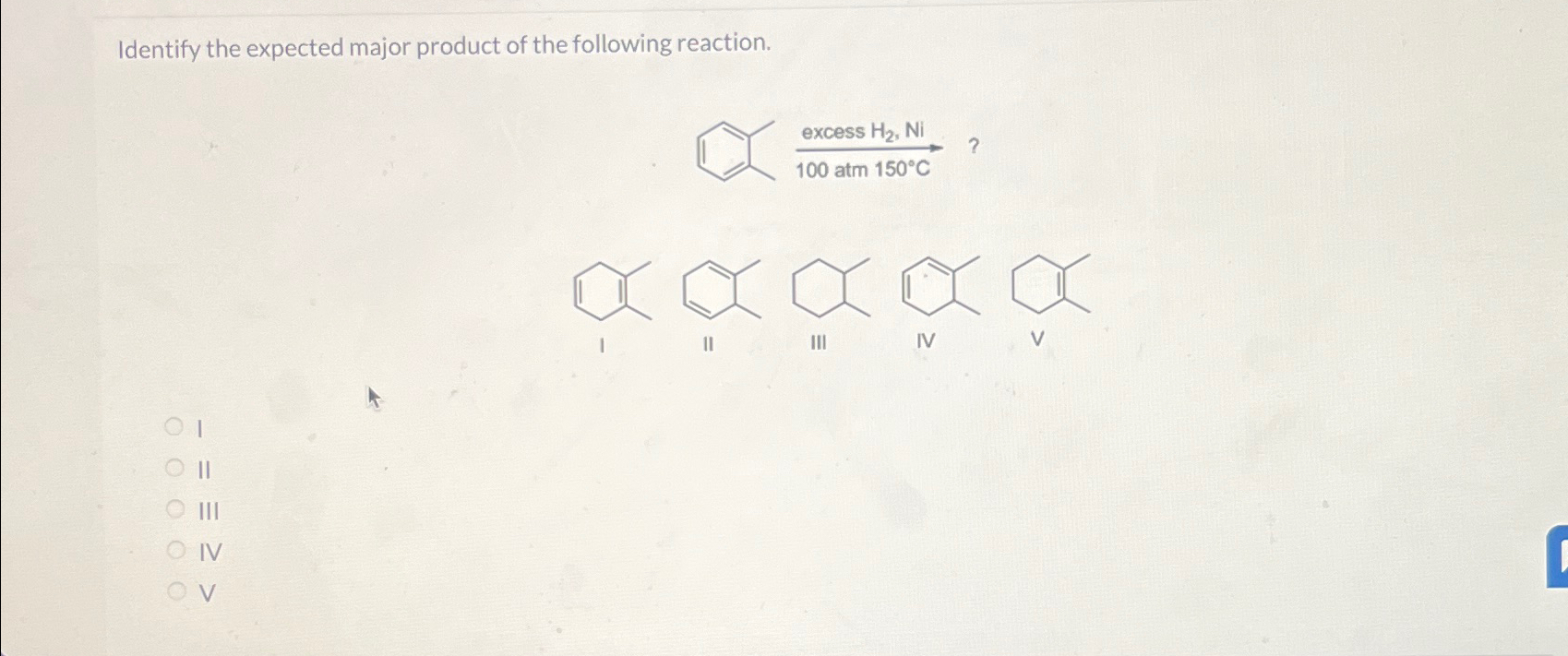 Identify The Expected Major Product Of The Following