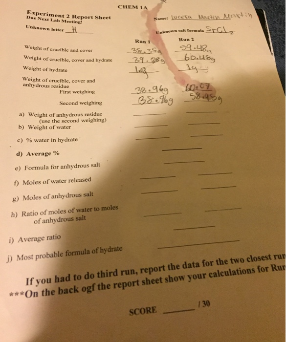 Solved Experiment 2 Report Sheet Due Next Lab Meeting! | Chegg.com