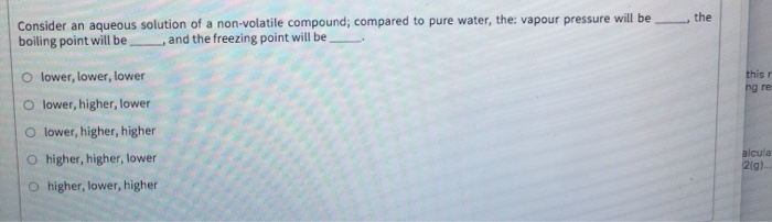 Solved the Consider an aqueous solution of a non-volatile | Chegg.com