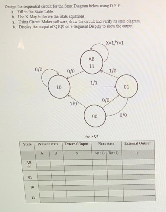 Solved Design the sequential circuit for the State Diagram | Chegg.com