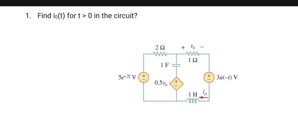 Solved Find i0(t) ﻿for t>0 ﻿in the circuit? | Chegg.com