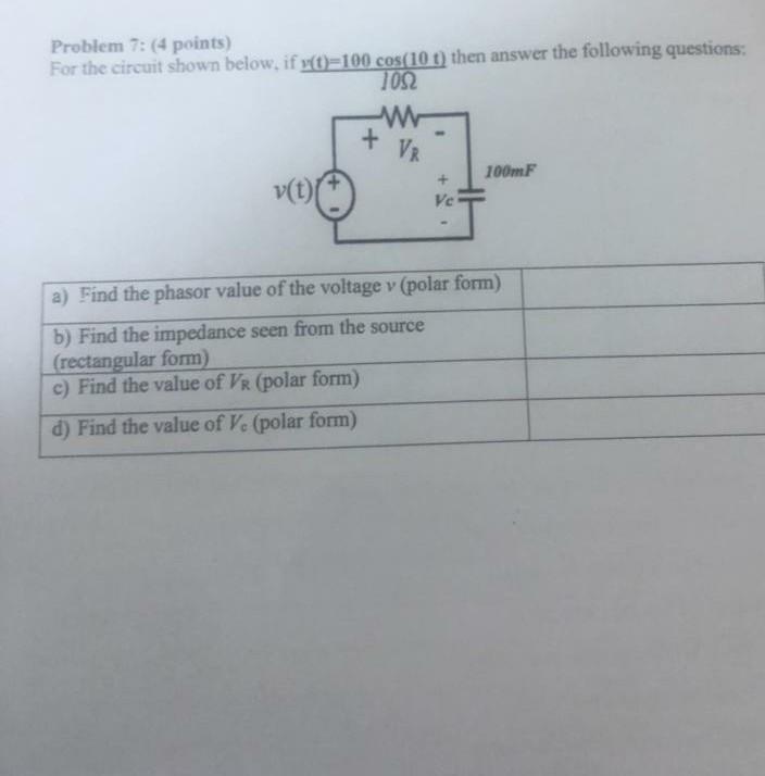 Solved Problem 7: (4 points) For the circuit shown below, if | Chegg.com