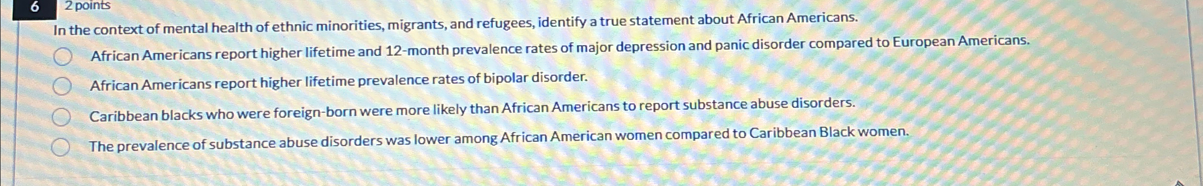 Solved 62 ﻿pointsIn the context of mental health of ethnic | Chegg.com