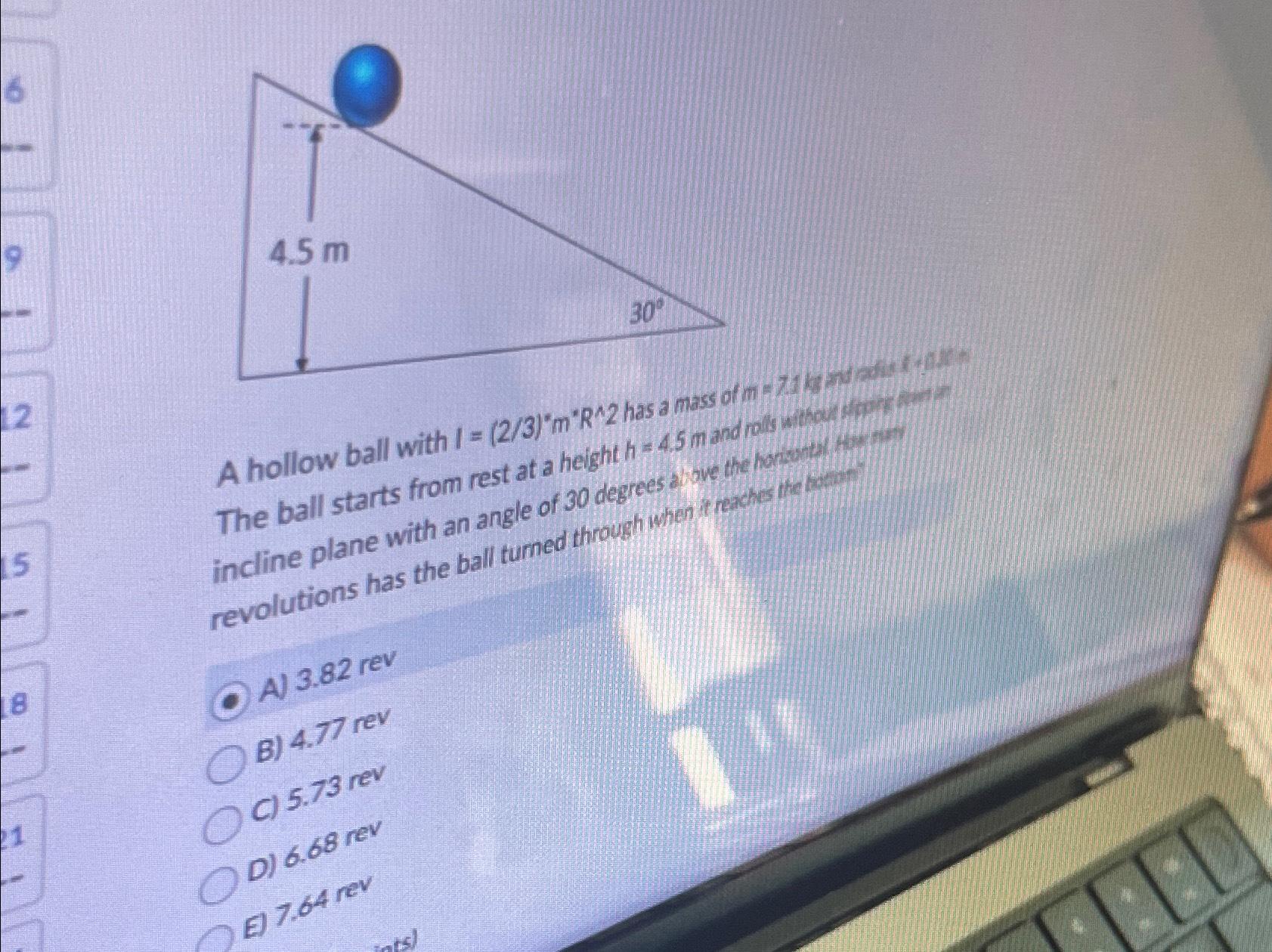 Solved The ball starts from rest at a height h=4.5m and rols | Chegg.com