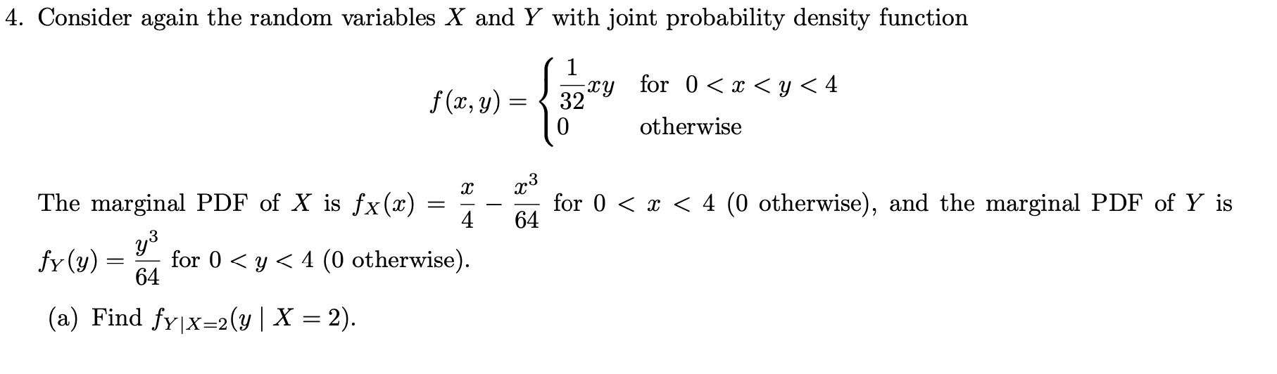 Consider again the random variables x ﻿and Y ﻿with | Chegg.com