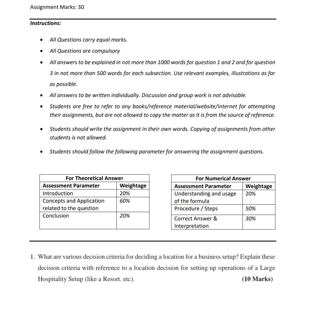 Solved Assignment Marks: 30 Instructions: All Questions | Chegg.com