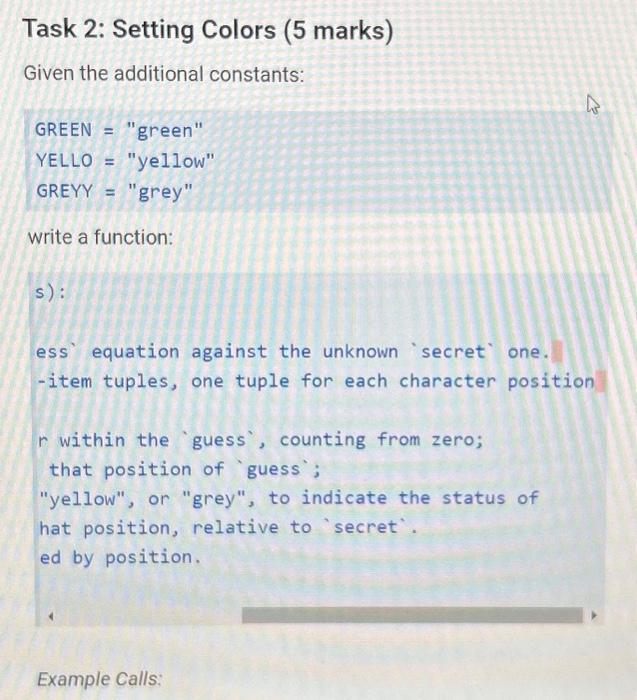 Solved Task 2: Setting Colors (5 marks) Given the additional | Chegg.com