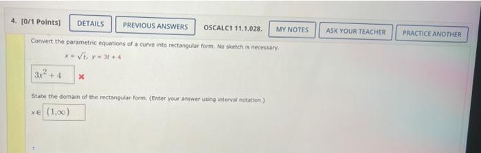Solved Convert the parametric equations of a curve into | Chegg.com