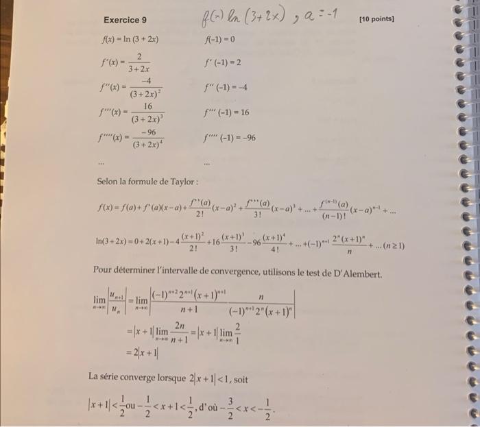 Solved Answer in Calculus 2 please!Questions are in french | Chegg.com