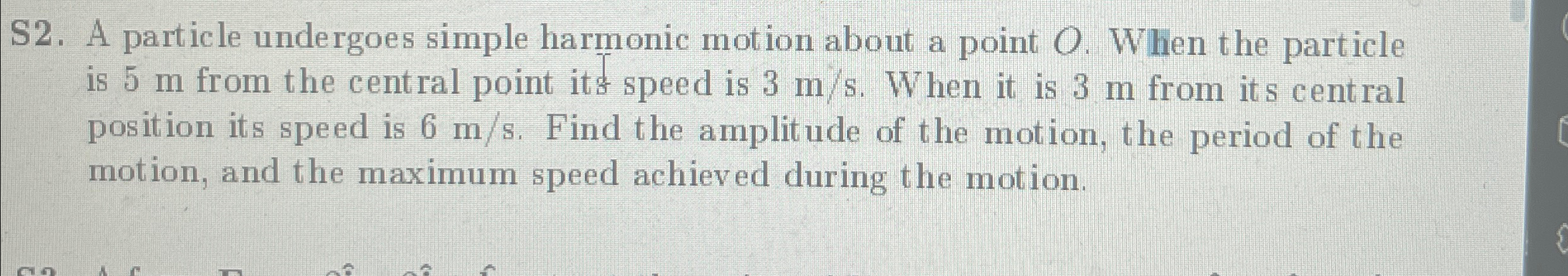 Solved S2. ﻿A particle undergoes simple harmonic motion | Chegg.com
