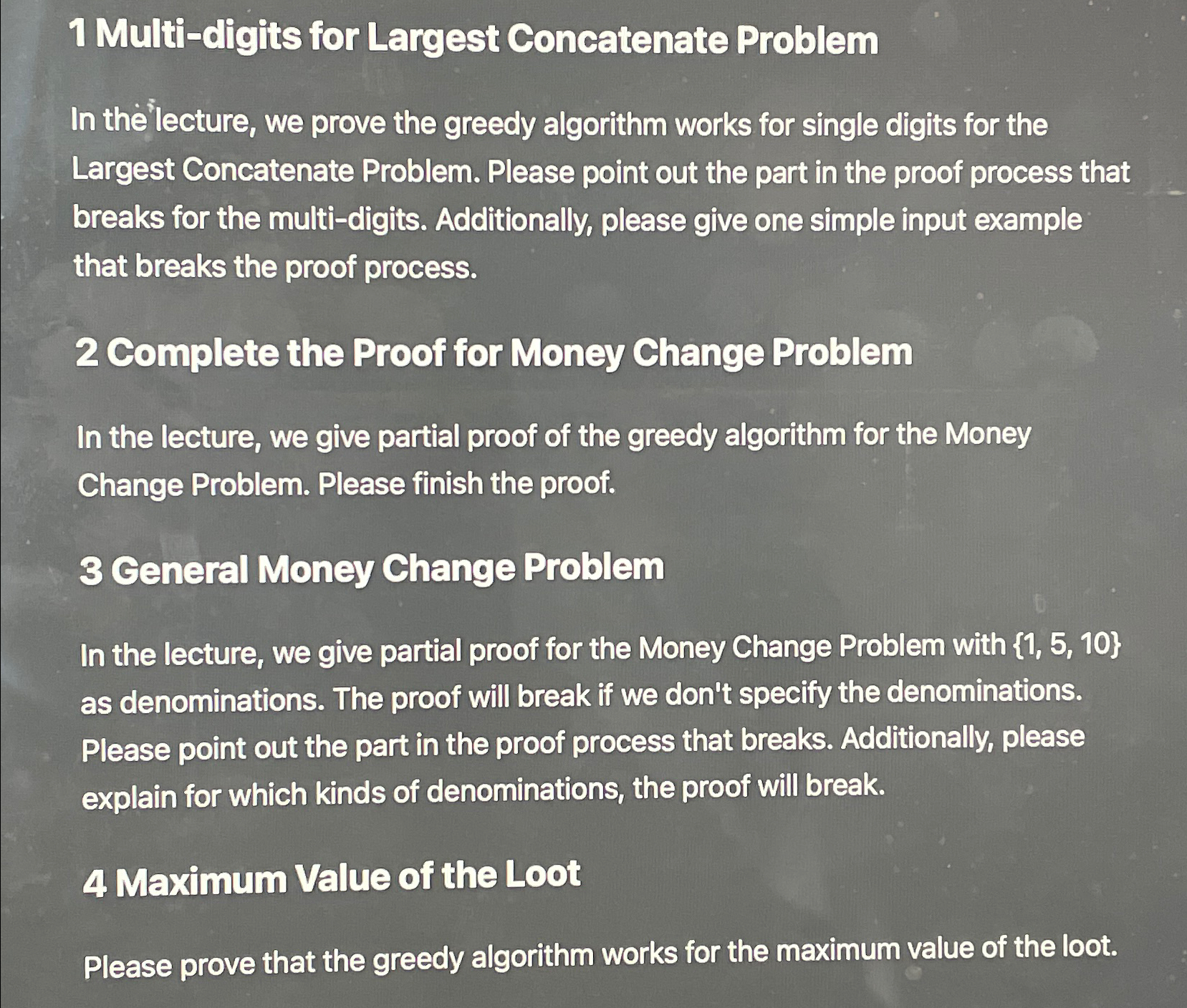 Solved 1 ﻿Multi-digits for Largest Concatenate ProblemIn the | Chegg.com