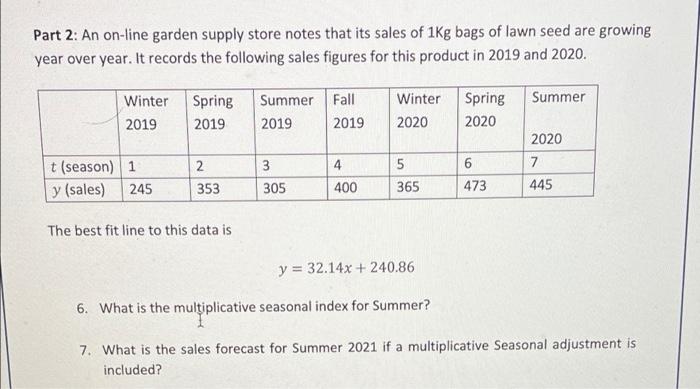 Solved Part 2: An on-line garden supply store notes that its | Chegg.com