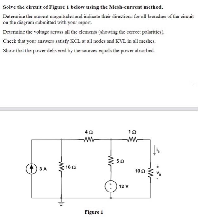 Solved Solve the circuit of Figure 1 below using the | Chegg.com
