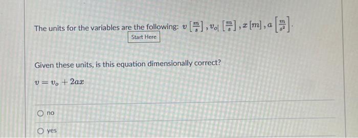 Solved The units for the variables are the following: | Chegg.com