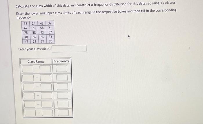 Solved Enter the lower and upper class limits of each range | Chegg.com