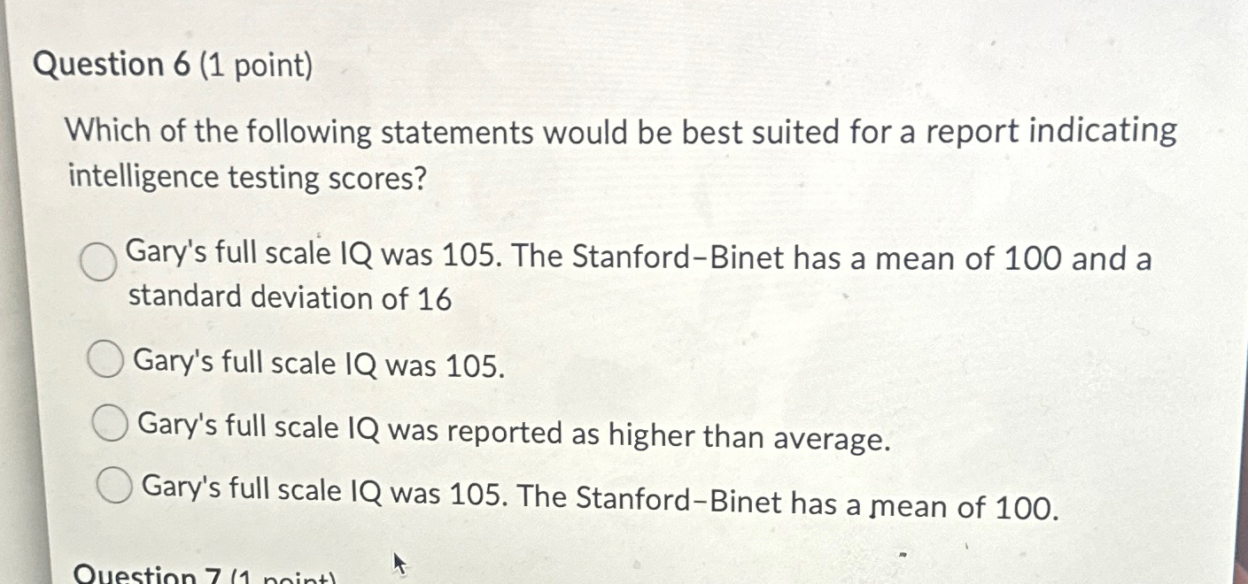 Solved Question 6 (1 ﻿point)Which of the following | Chegg.com
