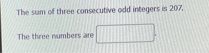 Solved The sum of three consecutive even whole numbers is 66 | Chegg.com