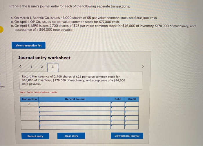 Solved Prepare the issuer's journal entry for each of the | Chegg.com