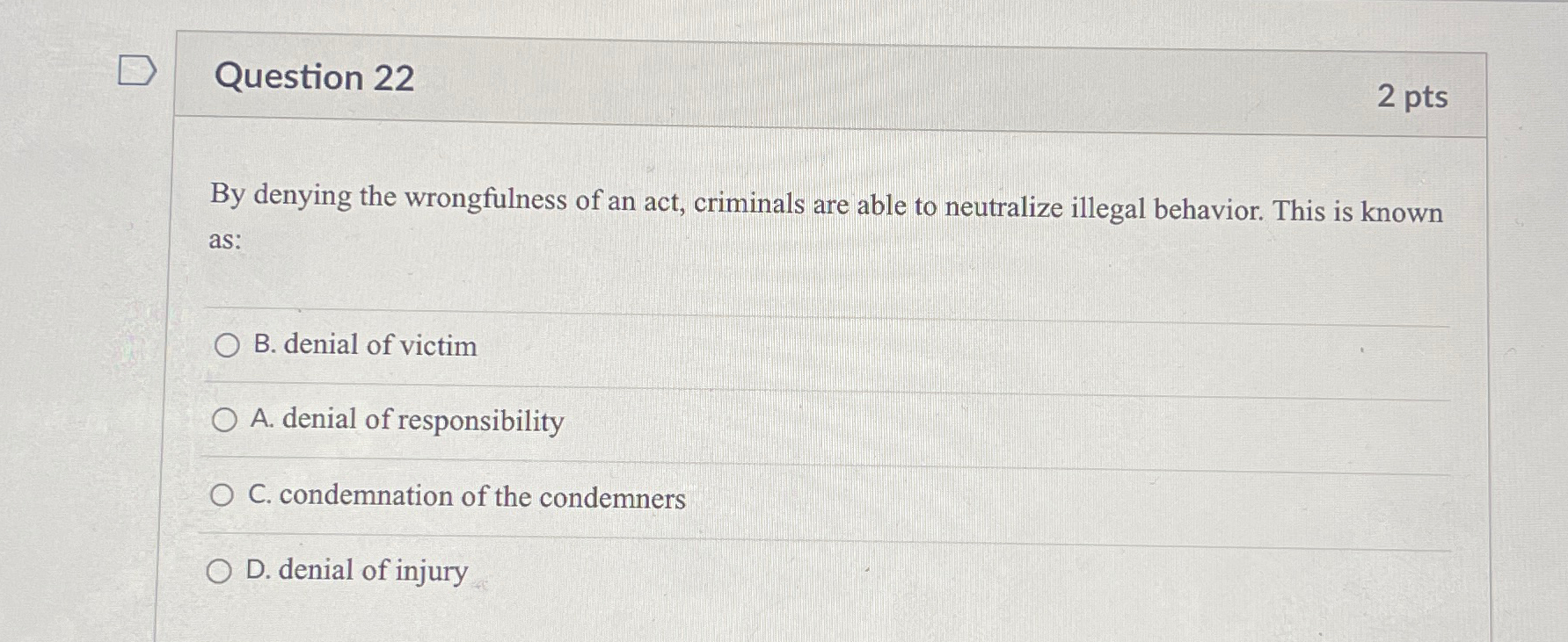 Solved Question 222 ﻿ptsBy denying the wrongfulness of an | Chegg.com