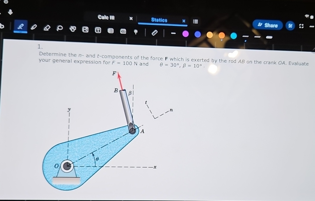 Solved Determine the n - ﻿and t-components of the force F | Chegg.com