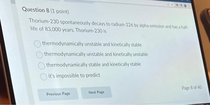 Solved Thorium-230 spontaneously decays to radium-226 by | Chegg.com