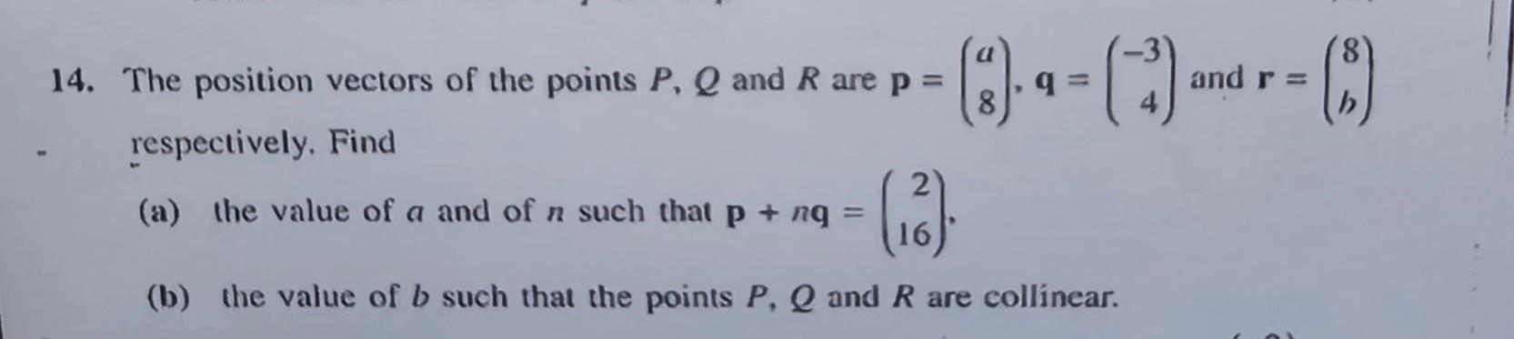 Solved 14. The position vectors of the points P,Q and R are | Chegg.com