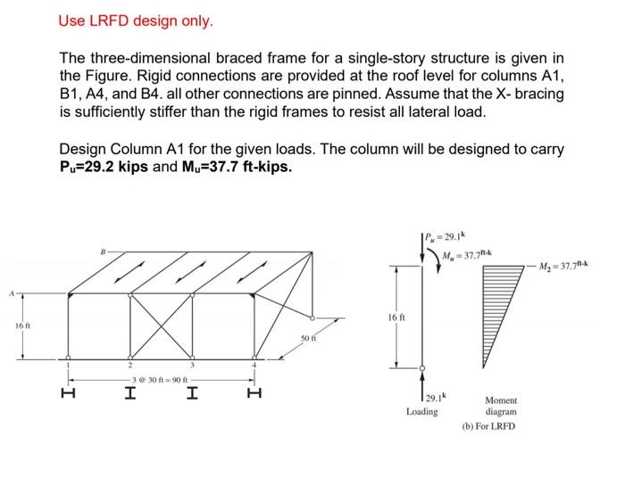 Use LRFD design only. The three-dimensional braced | Chegg.com