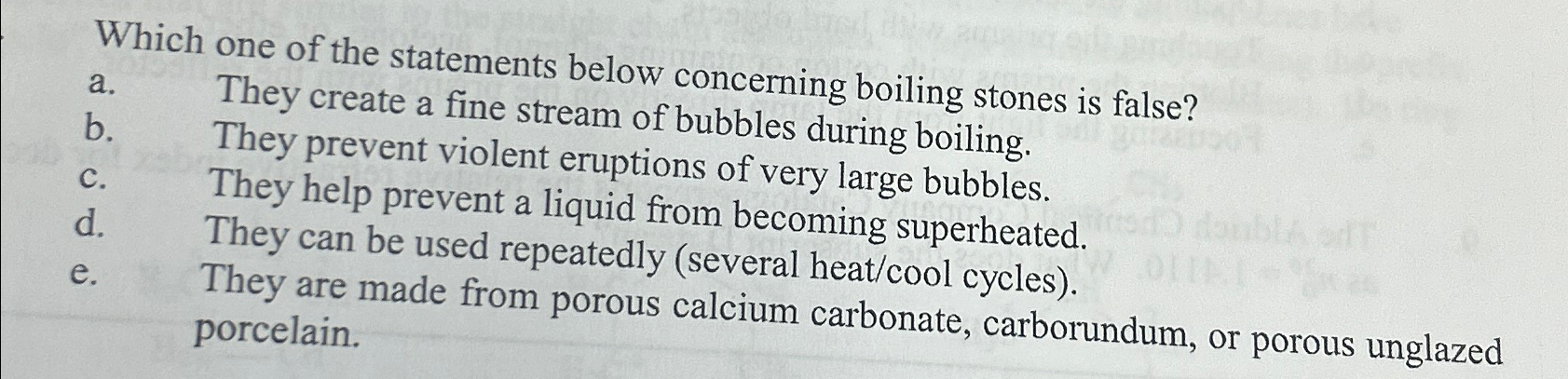 Which one of the statements below concerning boiling | Chegg.com