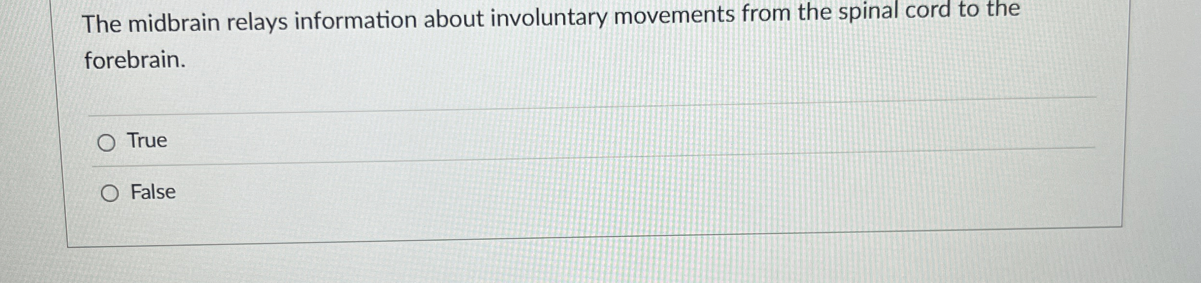 Solved The midbrain relays information about involuntary | Chegg.com