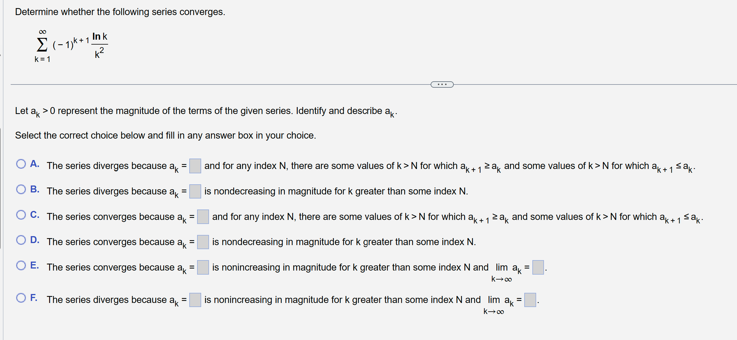 Solved Determine whether the following series | Chegg.com