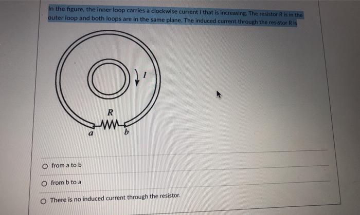 Solved In the figure, the inner loop carries a clockwise | Chegg.com