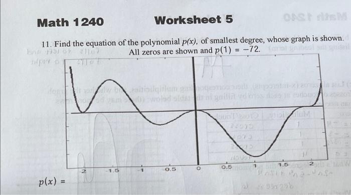 Solved 11. Find the equation of the polynomial p(x), of | Chegg.com
