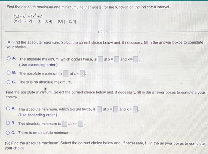 Solved Find The Absolute Maximum And Minimum If Either