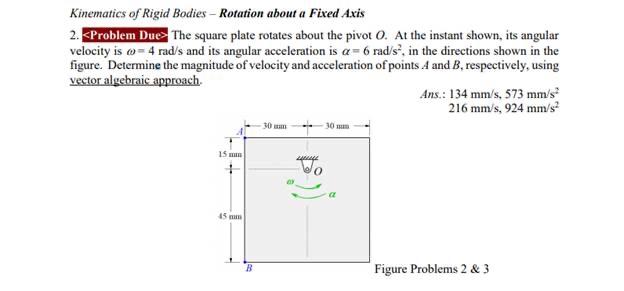 Solved Kinematics of Rigid Bodies - Rotation about a Fixed | Chegg.com