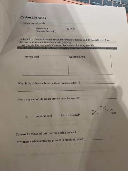 Solved command Carboxylic Acids 1. Simple organic acids | Chegg.com