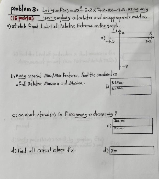 Solved problem 3. Lety =f(x)=3x3−6⋅2x2+2⋅8x−4⋅3.using only | Chegg.com