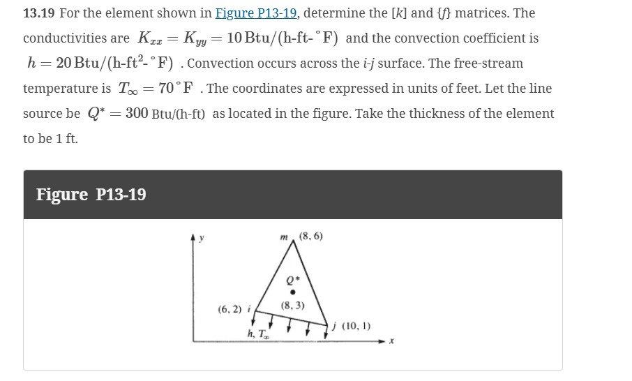Solved 13.19 ﻿For the element shown in Figure P13-19, | Chegg.com