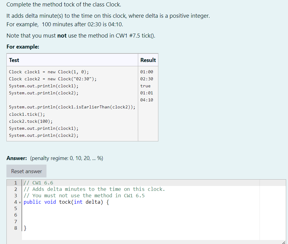 Solved /* * CW1 Week 7 */ public class Clock { private | Chegg.com