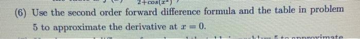 Solved cos (6) Use the second order forward difference | Chegg.com