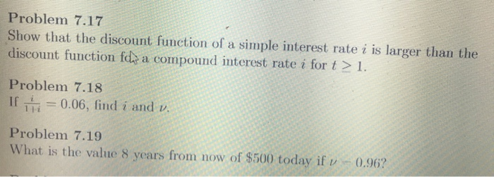 Solved Problem 7.17 Show that the discount function of a | Chegg.com