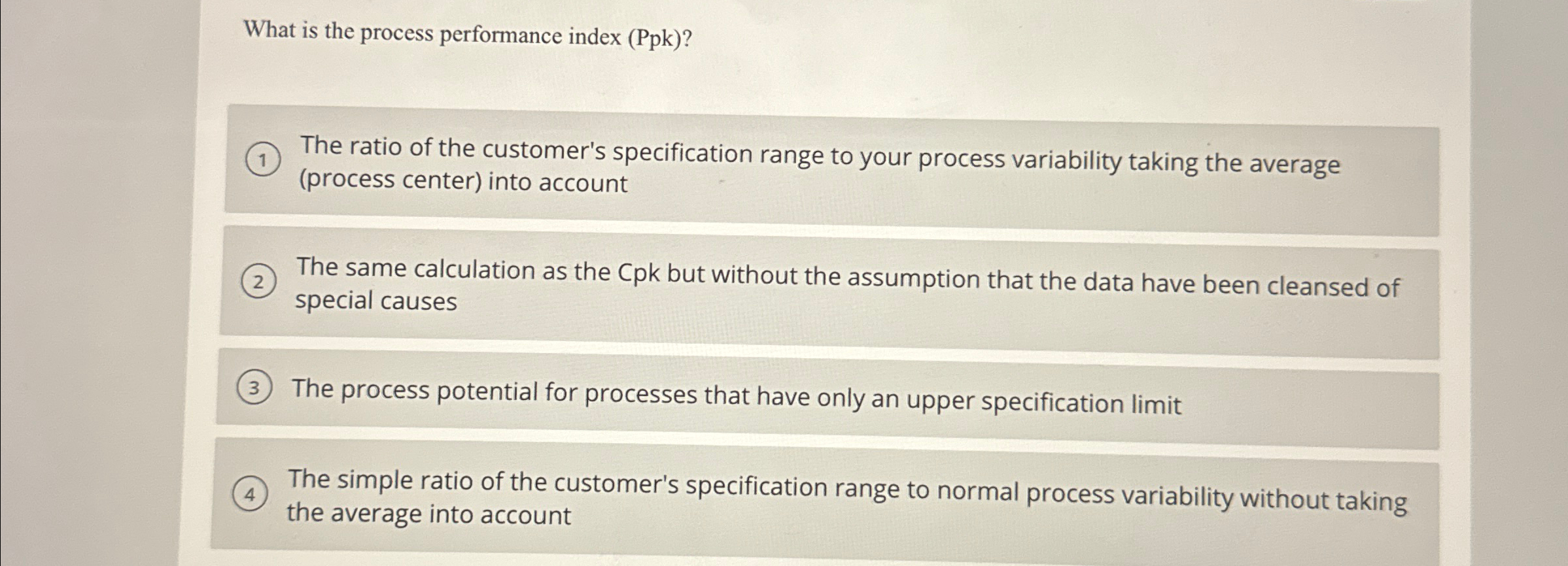 Solved What is the process performance index (Ppk)?The ratio | Chegg.com