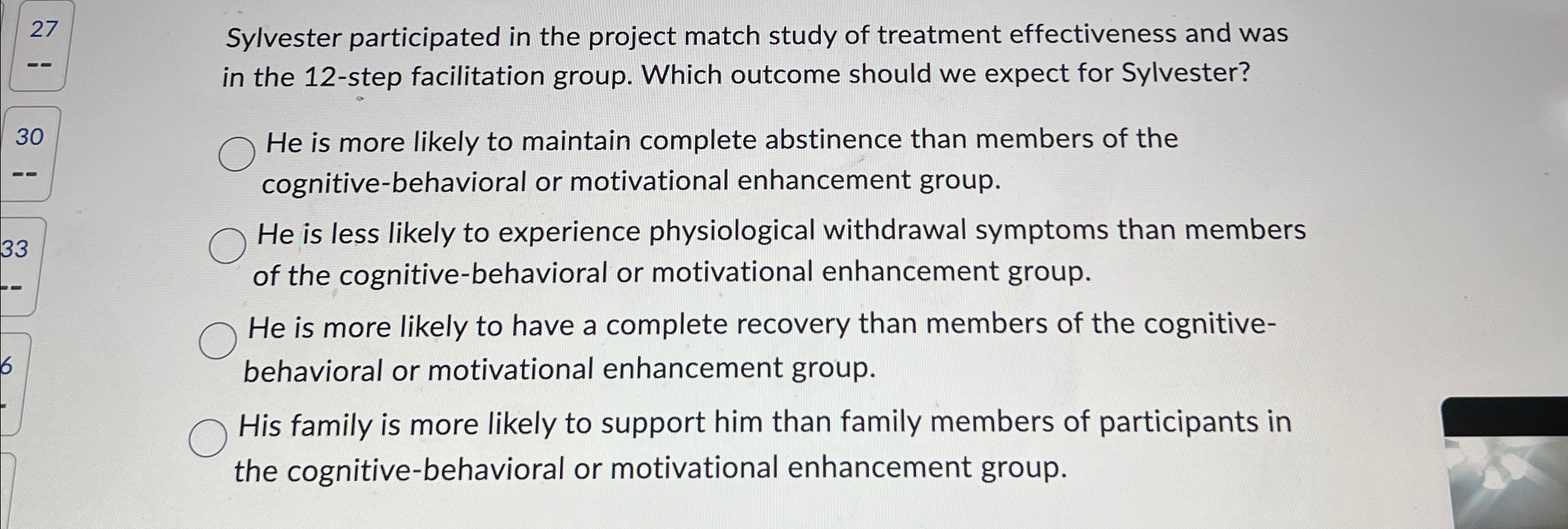 Solved Sylvester participated in the project match study of | Chegg.com