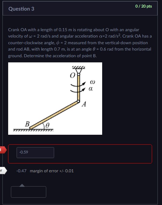 Solved Crank OA with a length of 0.15 ﻿m is rotating about O | Chegg.com