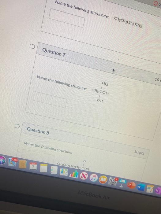 Solved Name the following sturucture: CH3CH2CH2OCH3 Q D | Chegg.com