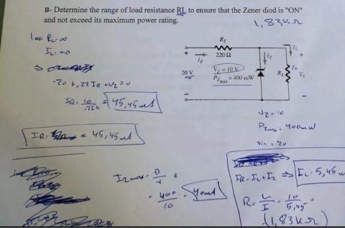 Solved B- Determine the range of load resistance RL to | Chegg.com