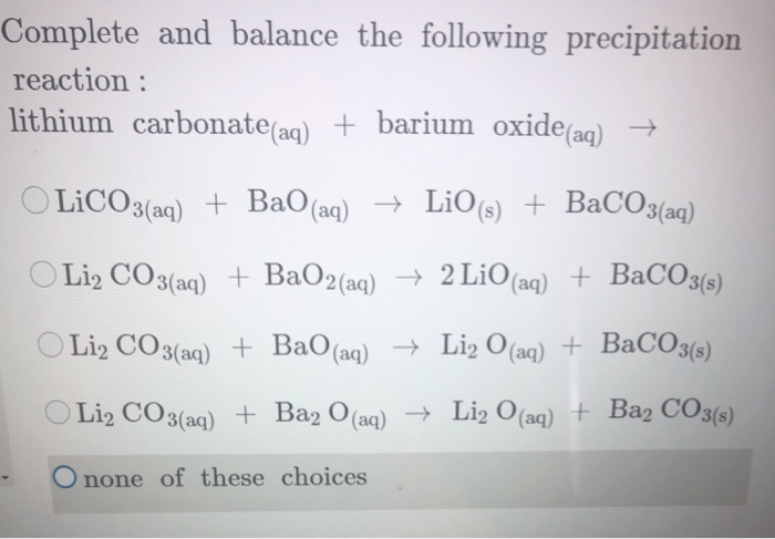 Solved Complete and balance the following precipitation | Chegg.com