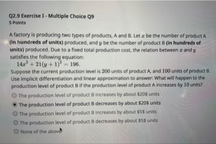Q2.7 Exercise I-Multiple Choice Q7 5 points Suppose | Chegg.com