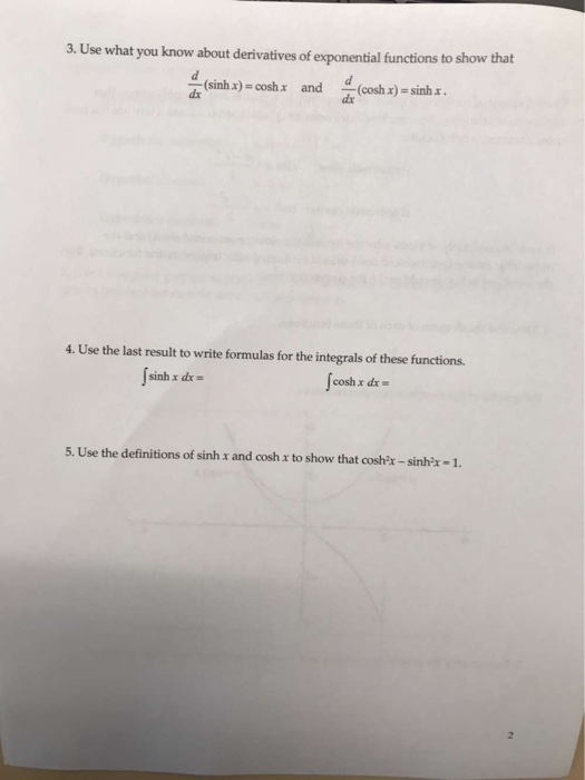 Solved Hyperbolic Functions The exponential function appears | Chegg.com