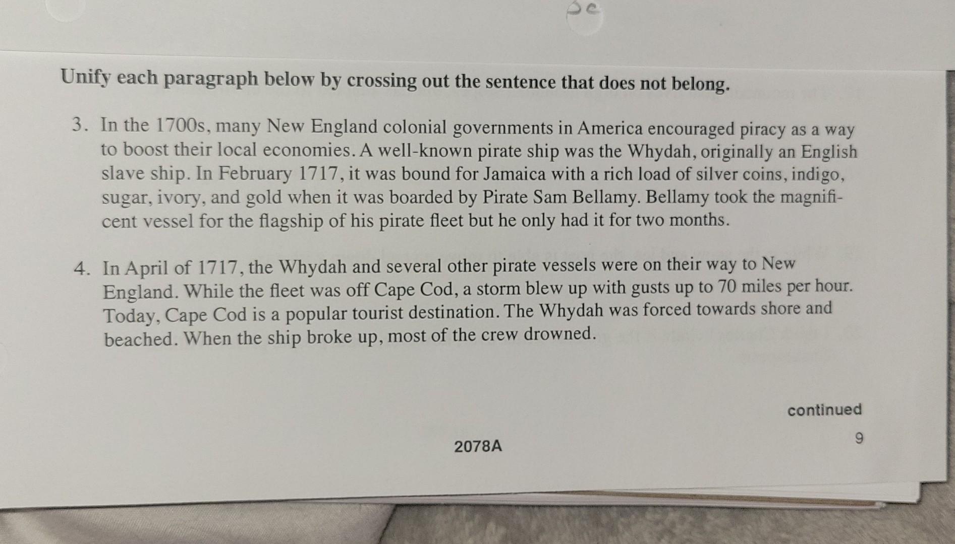 Unify each paragraph below by crossing out the | Chegg.com