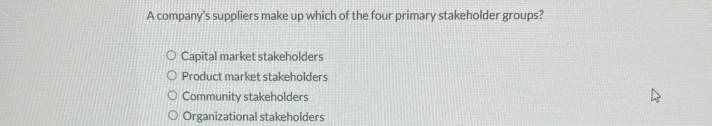 Solved A company's suppliers make up which of the four | Chegg.com